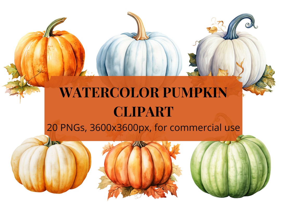 Watercolor Pumpkin Clipart, Fall Clipart, Instant Download, for ...