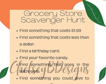 Printable Grocery Store Scavenger Hunt Game, Printable Grocery Store ...