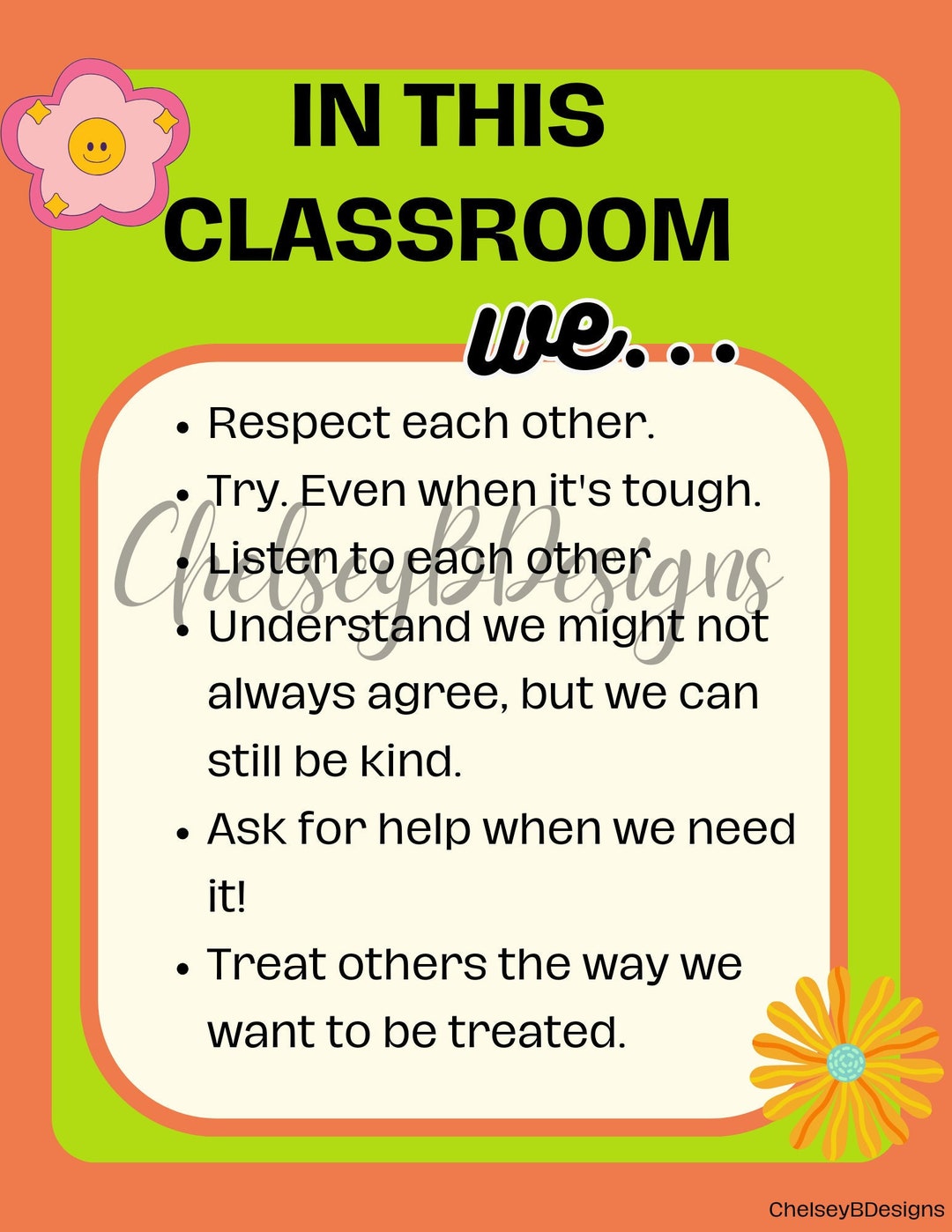 Classroom Expectations Poster - Retro - Etsy
