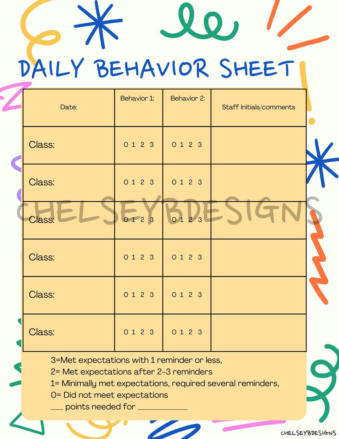Behavior Points Sheet Bundle - Etsy