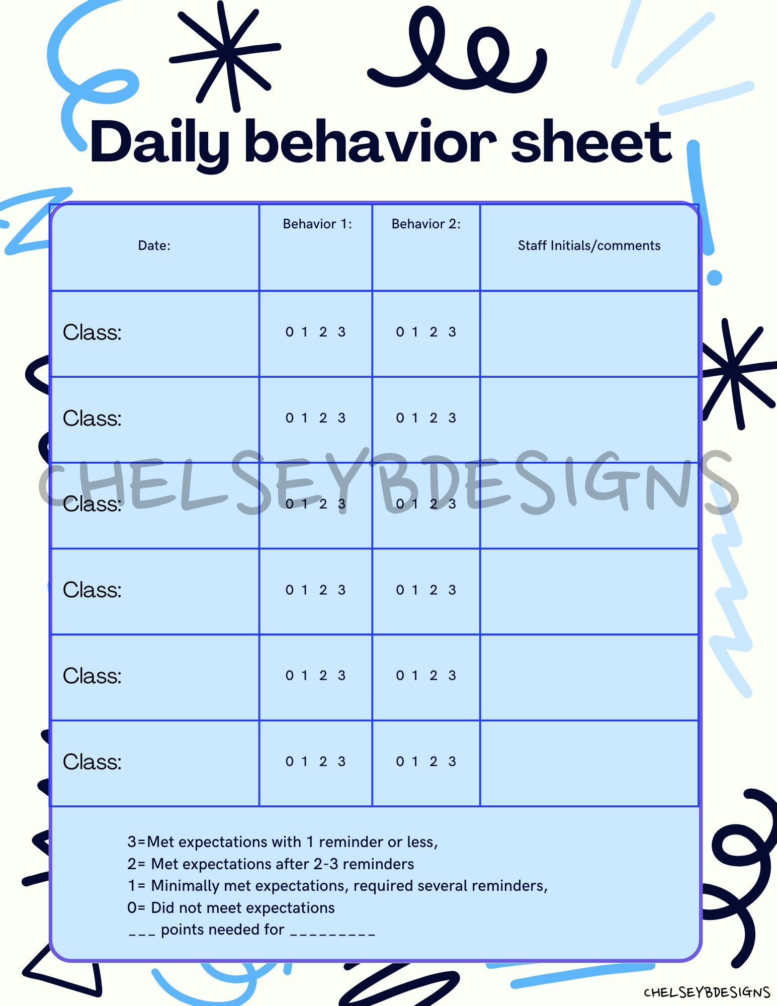 Behavior Points Sheet Bundle - Etsy
