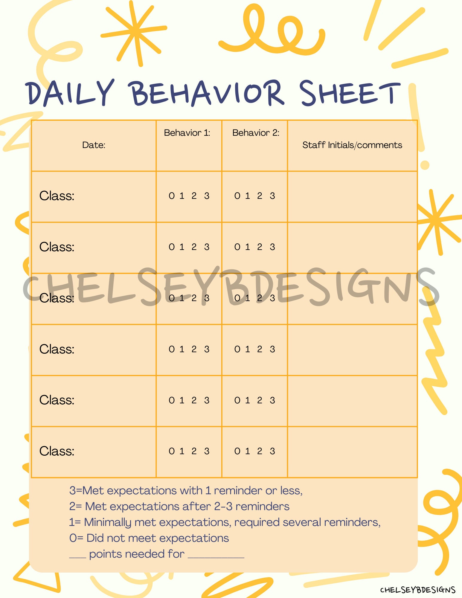Behavior Points Sheet Bundle - Etsy