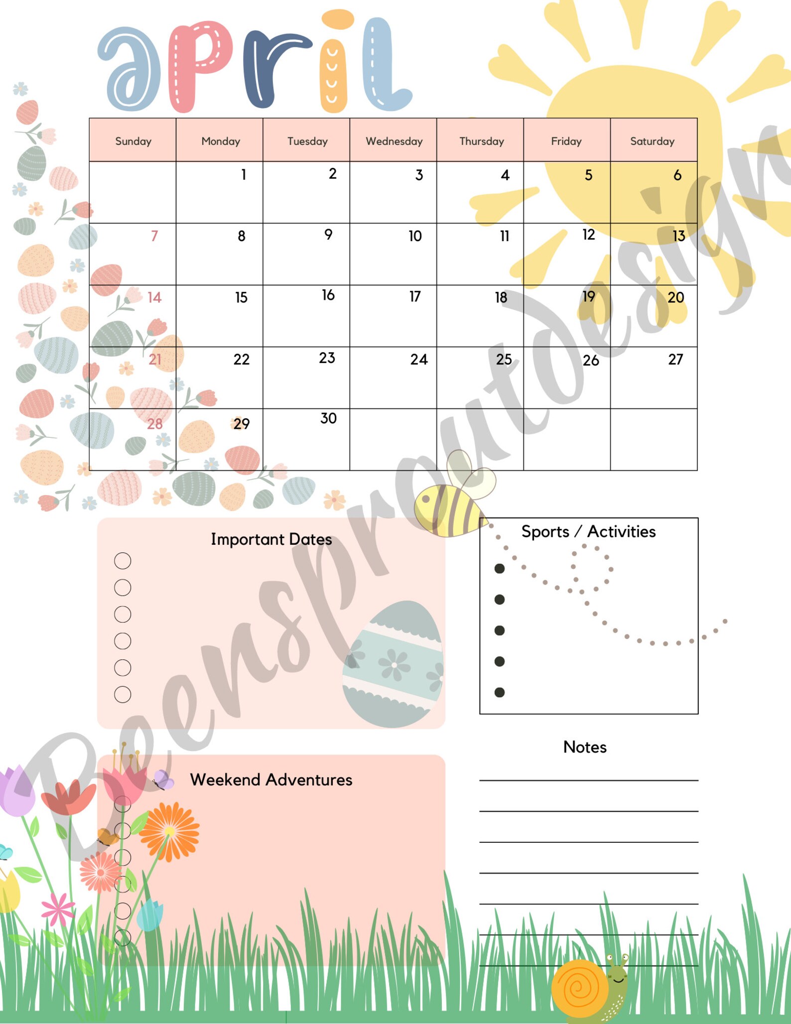 Custom Family Calendar 2023-2024 School Year - Etsy