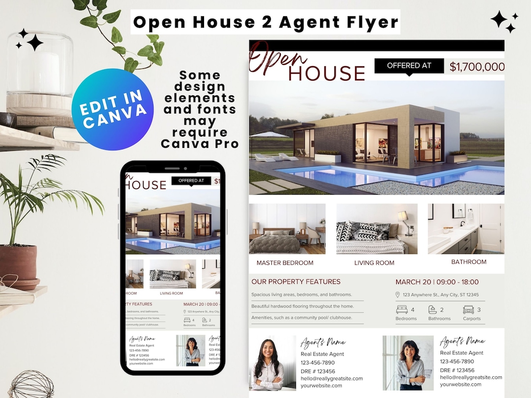 Open House Flyer With 2 Agents - Etsy