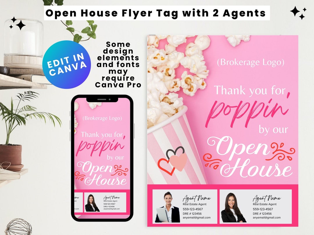 Open House Flyer Tag With 2 Agents - Etsy