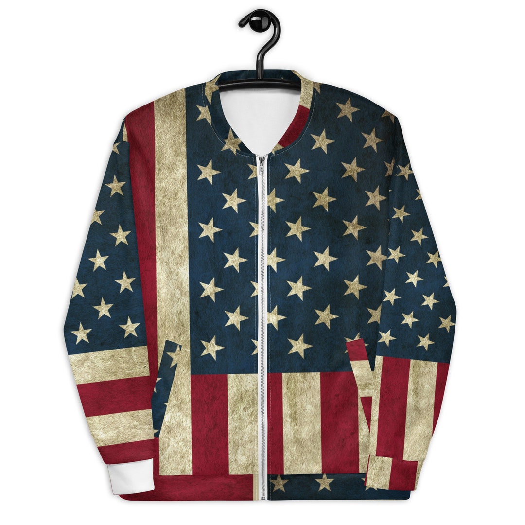 Unisex American Flag Bomber Jacket - Etsy