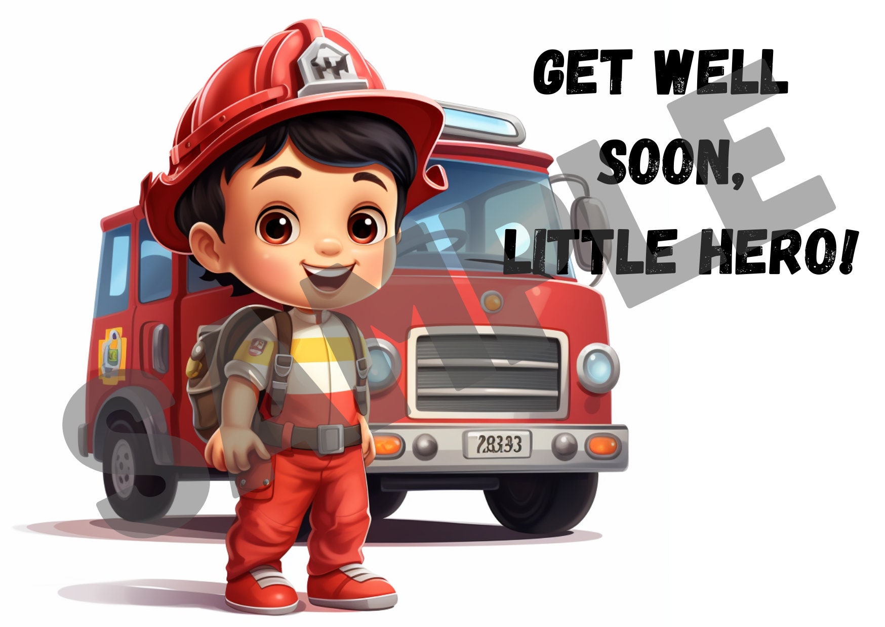 Firefighter Themed Get Well E-card - Etsy