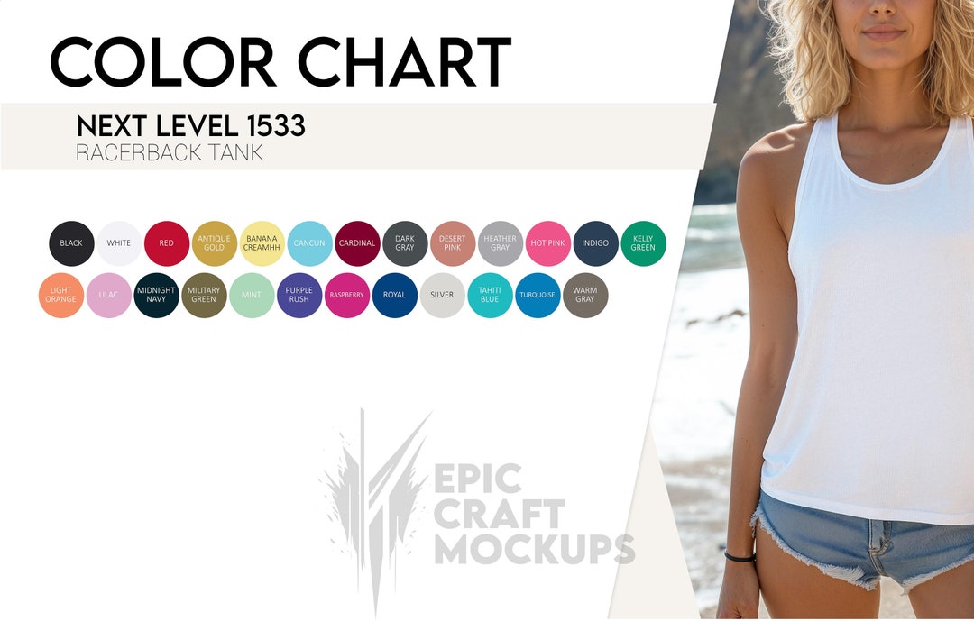 Color Chart Next Level 1533 Racerback Tank Women, Color Table POD NL ...