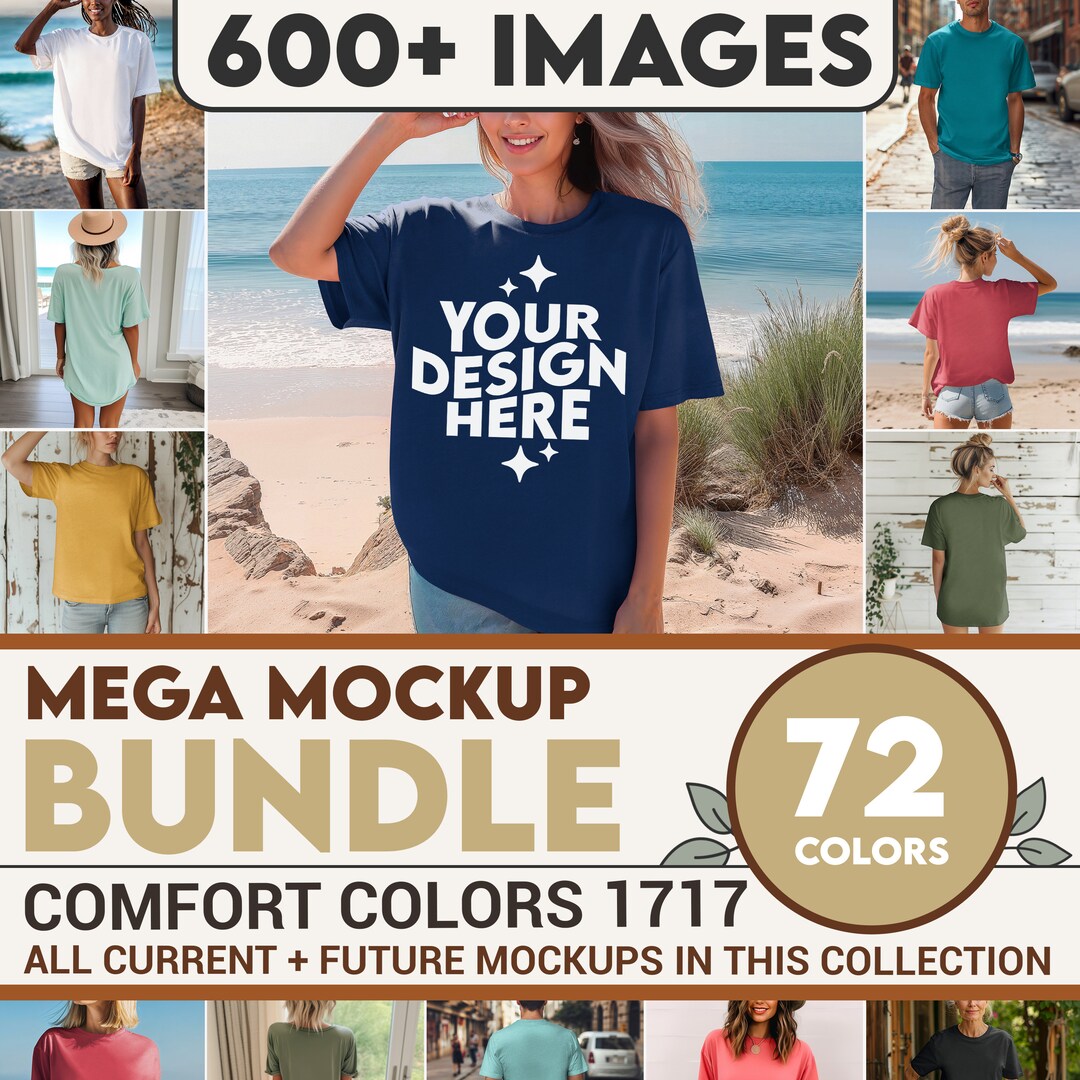 Comfort Colors 1717 Mockup Tshirt Bundle POD, CC1717 Shirt Mock-up ...