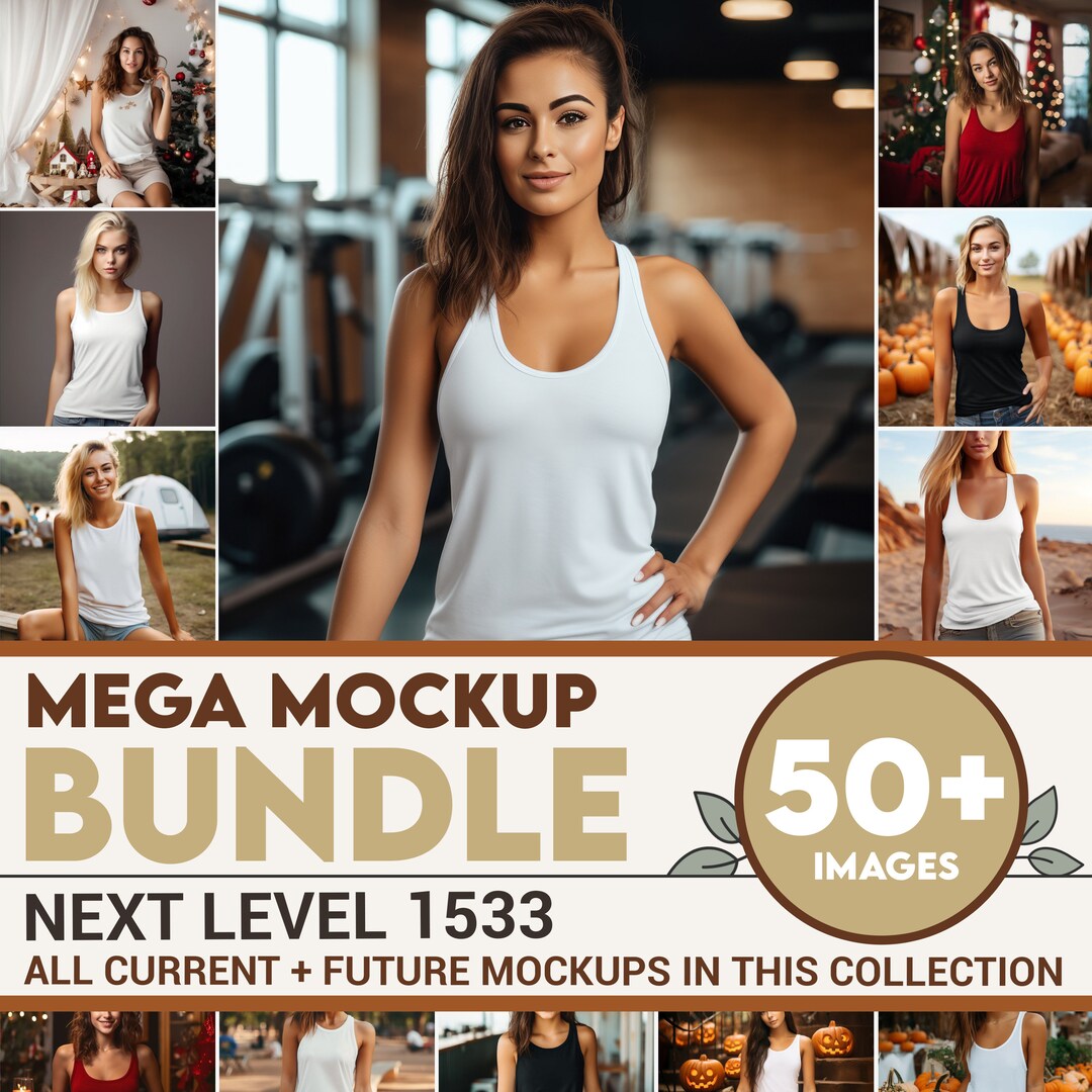 Next Level 1533 Mockup Bundle Womens, N1533 Tank Top Bundle Model ...