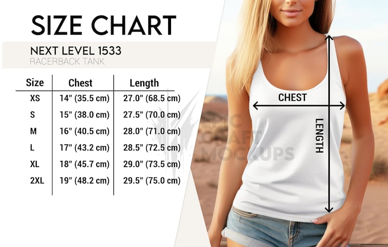Next Level 1533 Size Chart Tank Top White Woman Lifestyle, 1533 Size ...