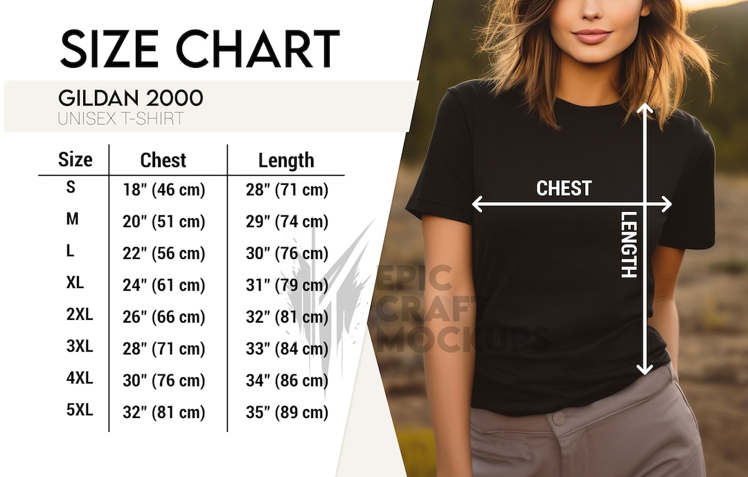 Gildan 2000 Size Chart Woman Lifestyle Black, Gildan 2000 T-shirt Size ...