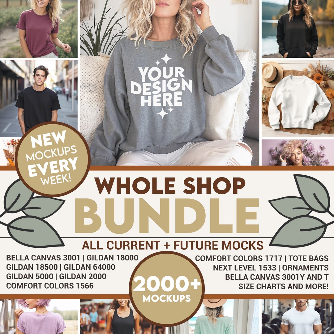 POD Ultimate Mega Whole Shop Mockup Bundle Boho Model, Mockups Entire ...