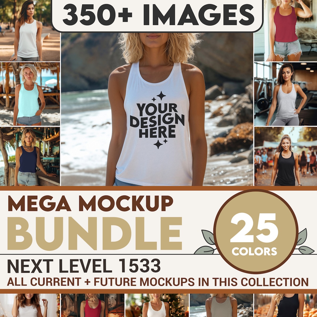Next Level 1533 Mockup Bundle Womens, N1533 Tank Top Bundle Model ...