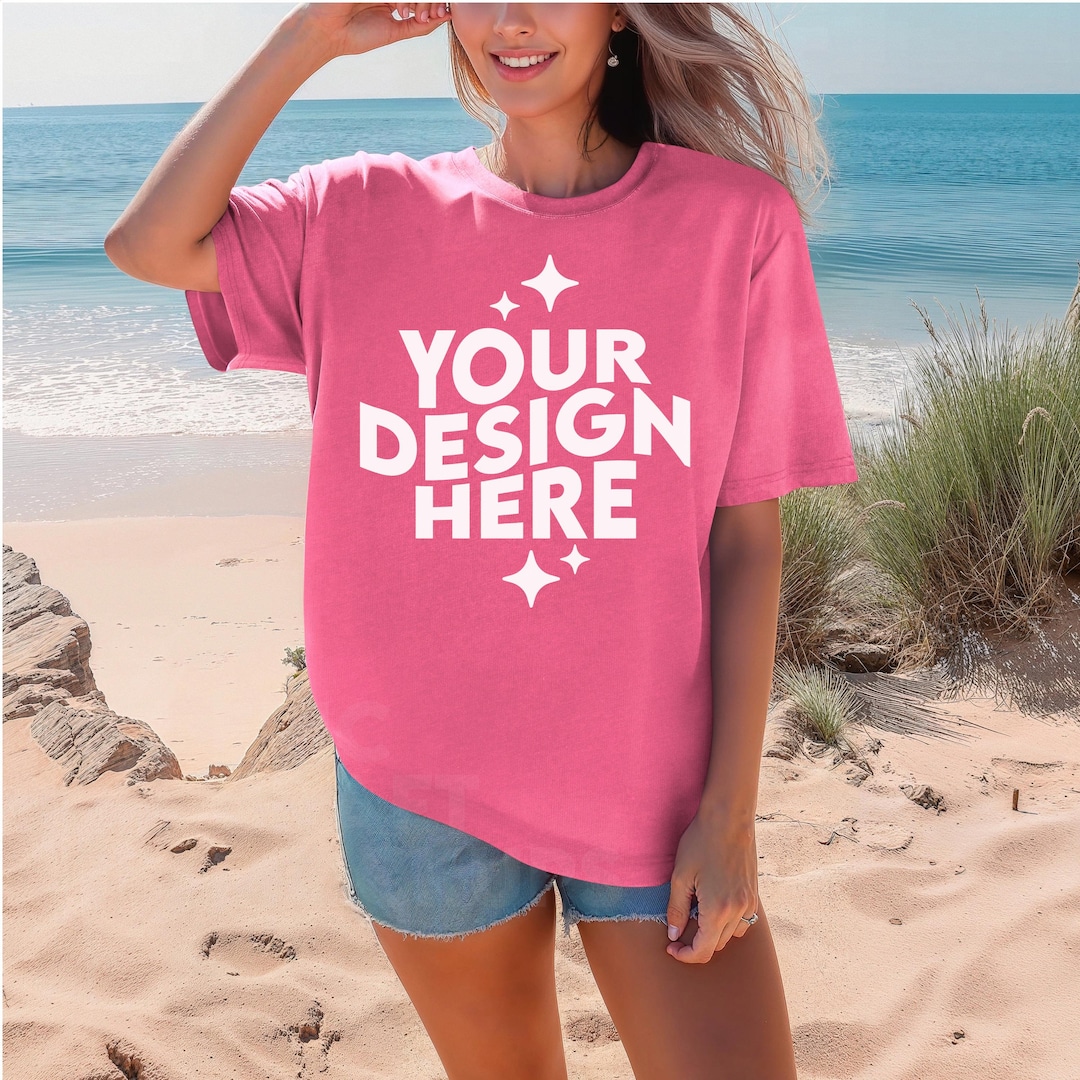 CRUNCHBERRY Comfort Colors 1717 Mockup Summer Beach Woman Oversized ...