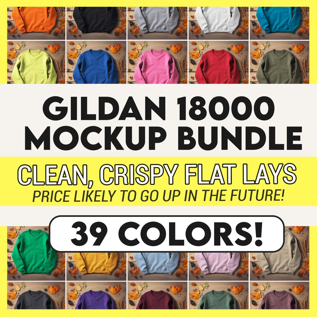 Gildan 18000 Mockup Bundle Flat Lay Multiple Colors Fall - Etsy