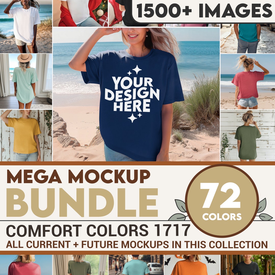 Comfort Colors 1717 Mockup Tshirt Bundle POD, CC1717 Shirt Mock-up ...