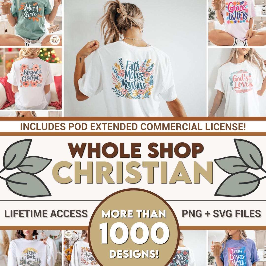 Christian Whole Shop Bundle PNG SVG, Scripture God Quotes Christian ...