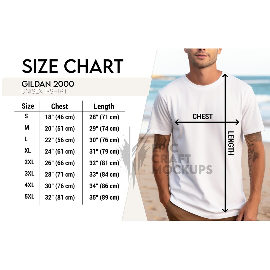 Gildan 2000 Size Chart Man Lifestyle White, Gildan 2000 T-shirt Size ...
