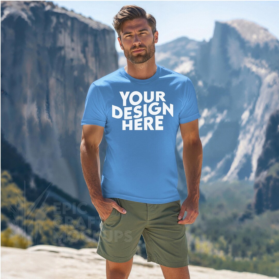 Iris Gildan 64000 Mockup Hiking Outdoor Nature Man Tshirt, POD G64000 ...