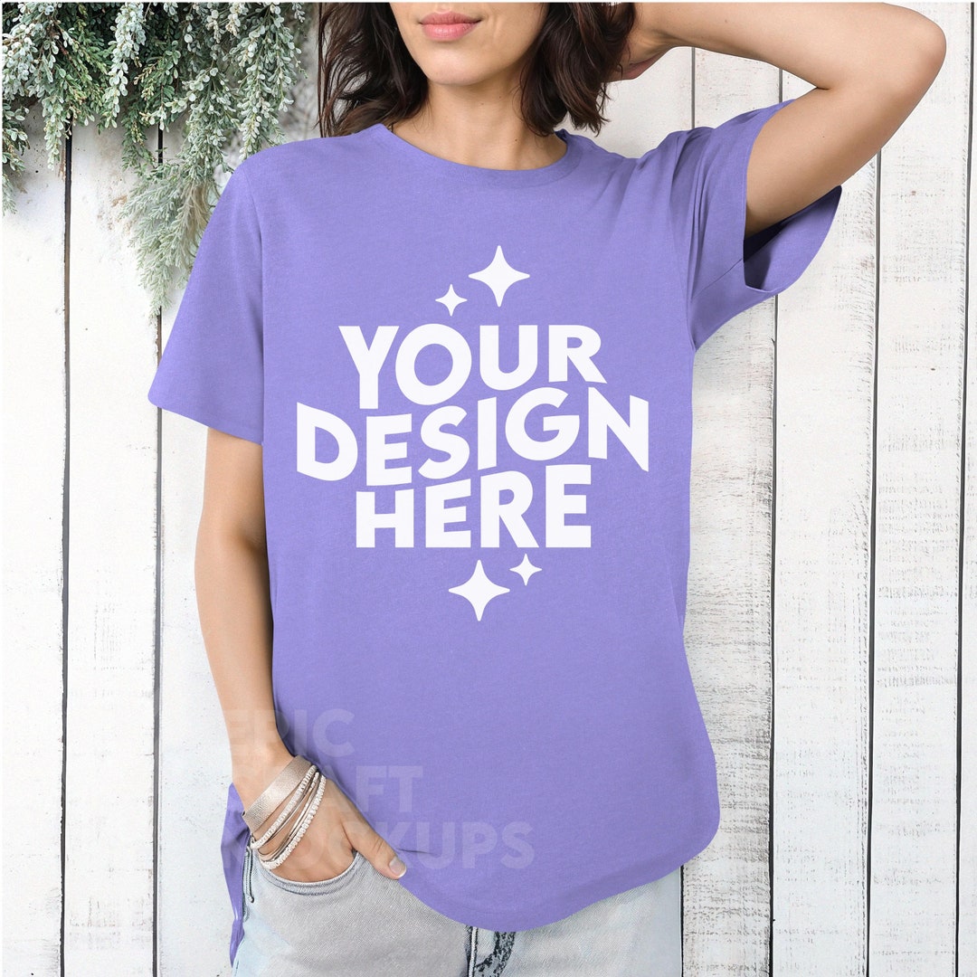 VIOLET Gildan 5000 Mockup Tshirt Women, G5000 POD Styled Boho Shirt ...