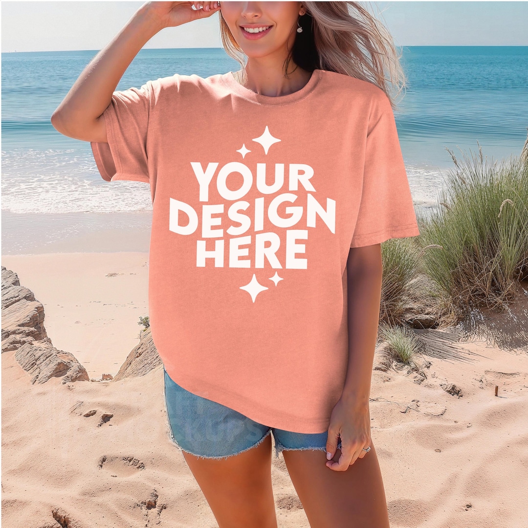Terracotta Comfort Colors 1717 Mockup Summer Beach Woman Oversized ...