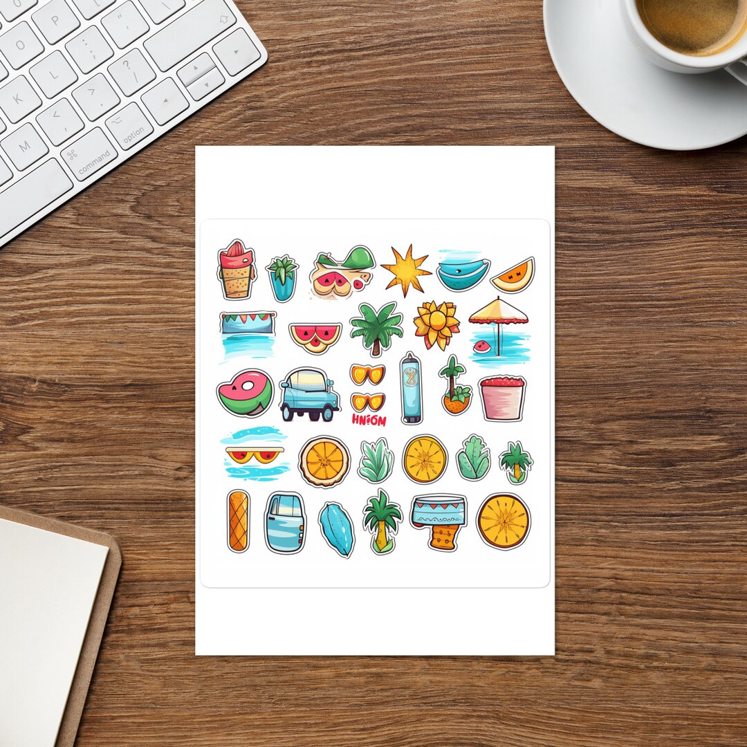 Cute Summer Themed Sticker Sheet V.3 - Etsy