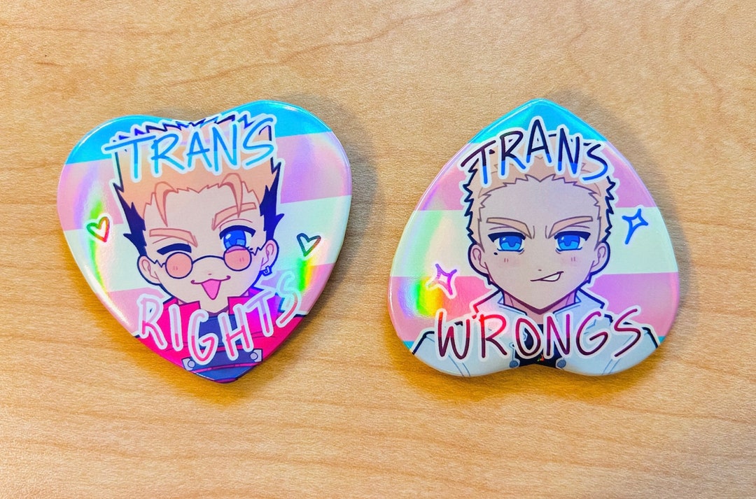 Trigun Plant Twins Trans Heart Button - Etsy