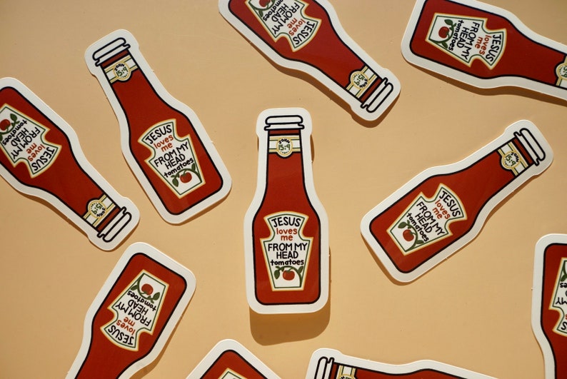 Christian Ketchup Sticker - “jesus Loves Me” - Etsy