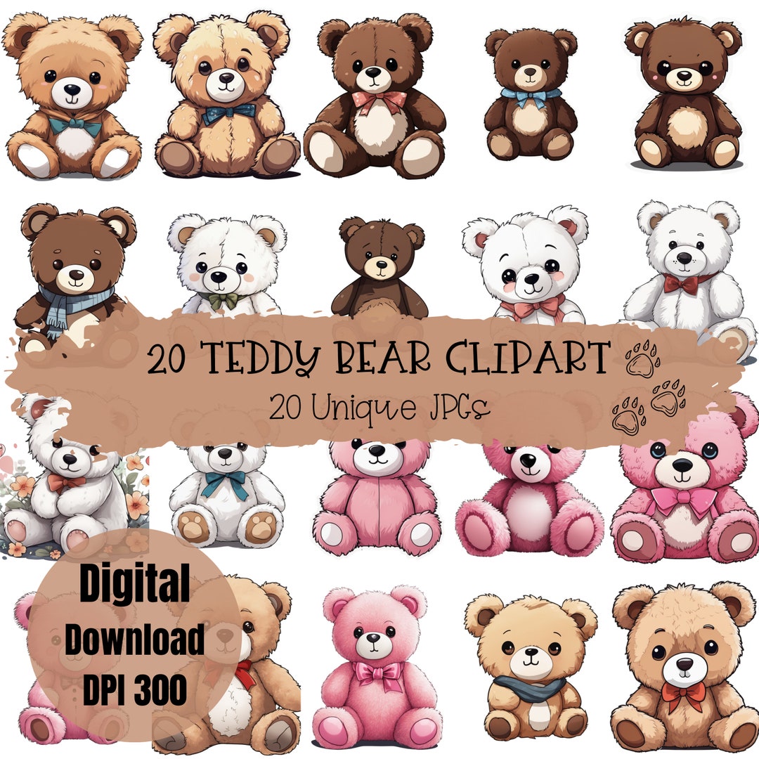 20 Teddy Bear Clipart Digital Download JPG 300 DPI Junk - Etsy Ireland