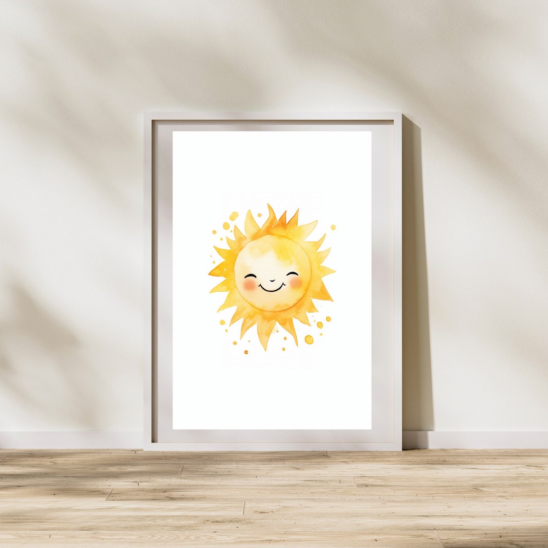 Sun Art Print | Watercolor Sun Art | Sun Nursery Wall Art | Celestial ...