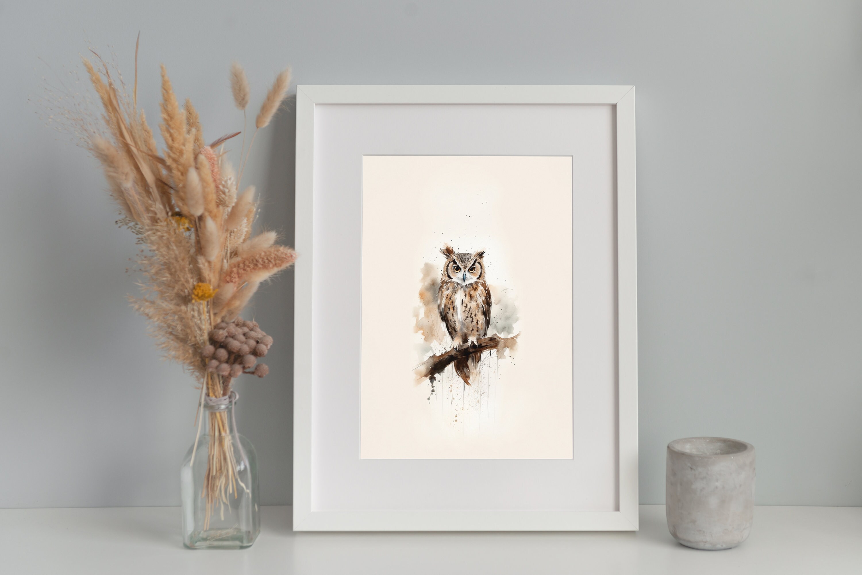 Great Horned Owl Watercolor Portrait | Wildlife Print | Bird Print ...
