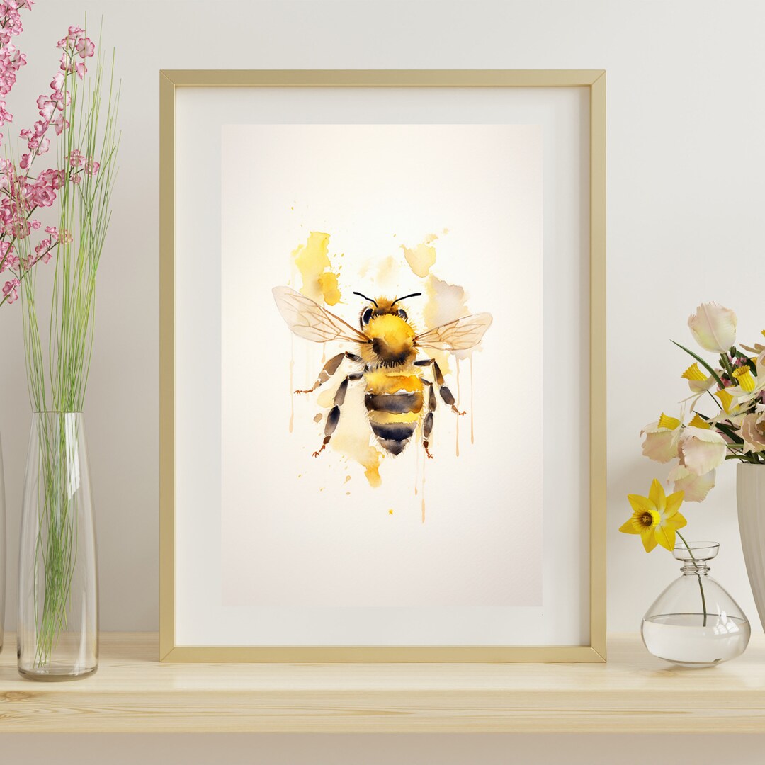 Bumblebee Printable Wall Art | Bee Decorations | Watercolor | Bee Print ...