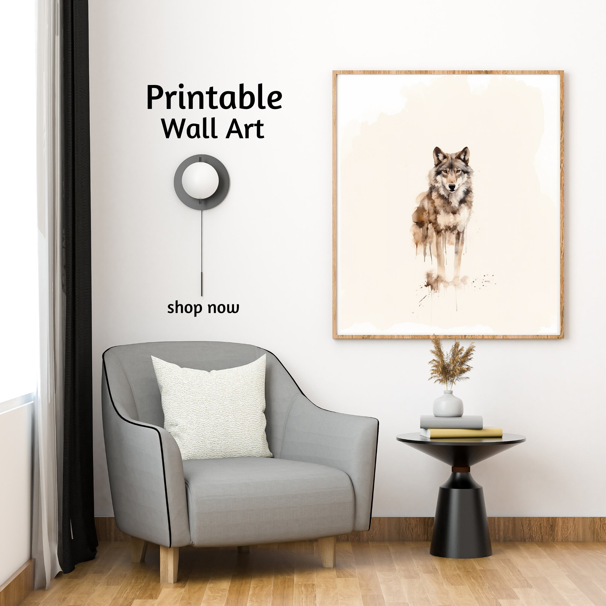 Stoic Wolf Sketch Drawing | Water Color | Wildlife Print | Simple ...