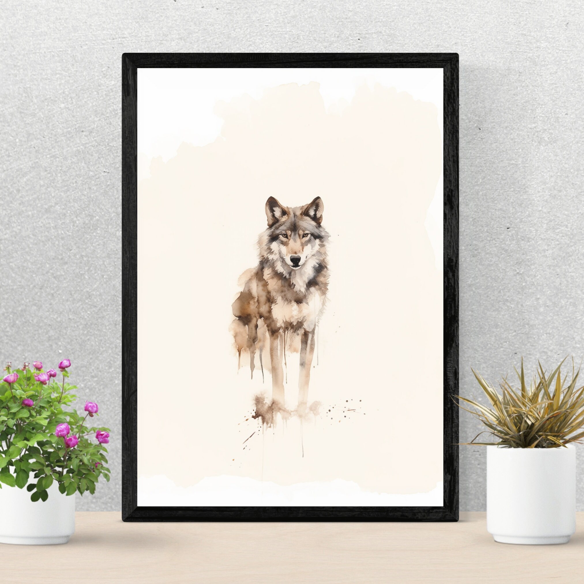 Stoic Wolf Sketch Drawing | Water Color | Wildlife Print | Simple ...