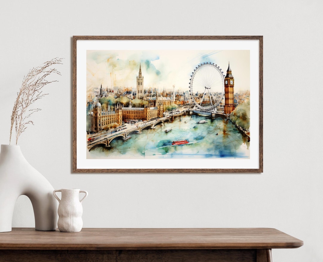 London Cityscape Art Print, London Wall Art, England Art, Big Ben Art ...