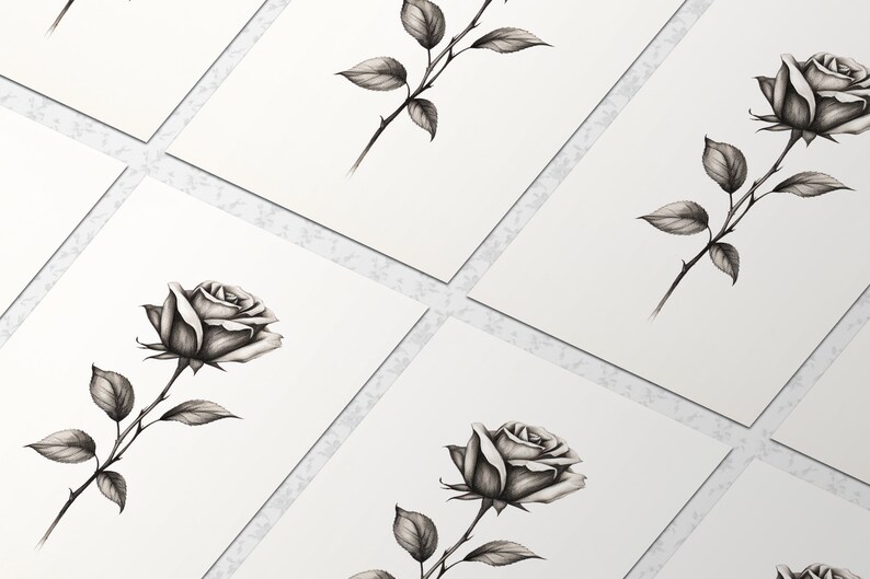 Single Rose Sketch Art Drawing | Neutral Botanical Print | Simple ...