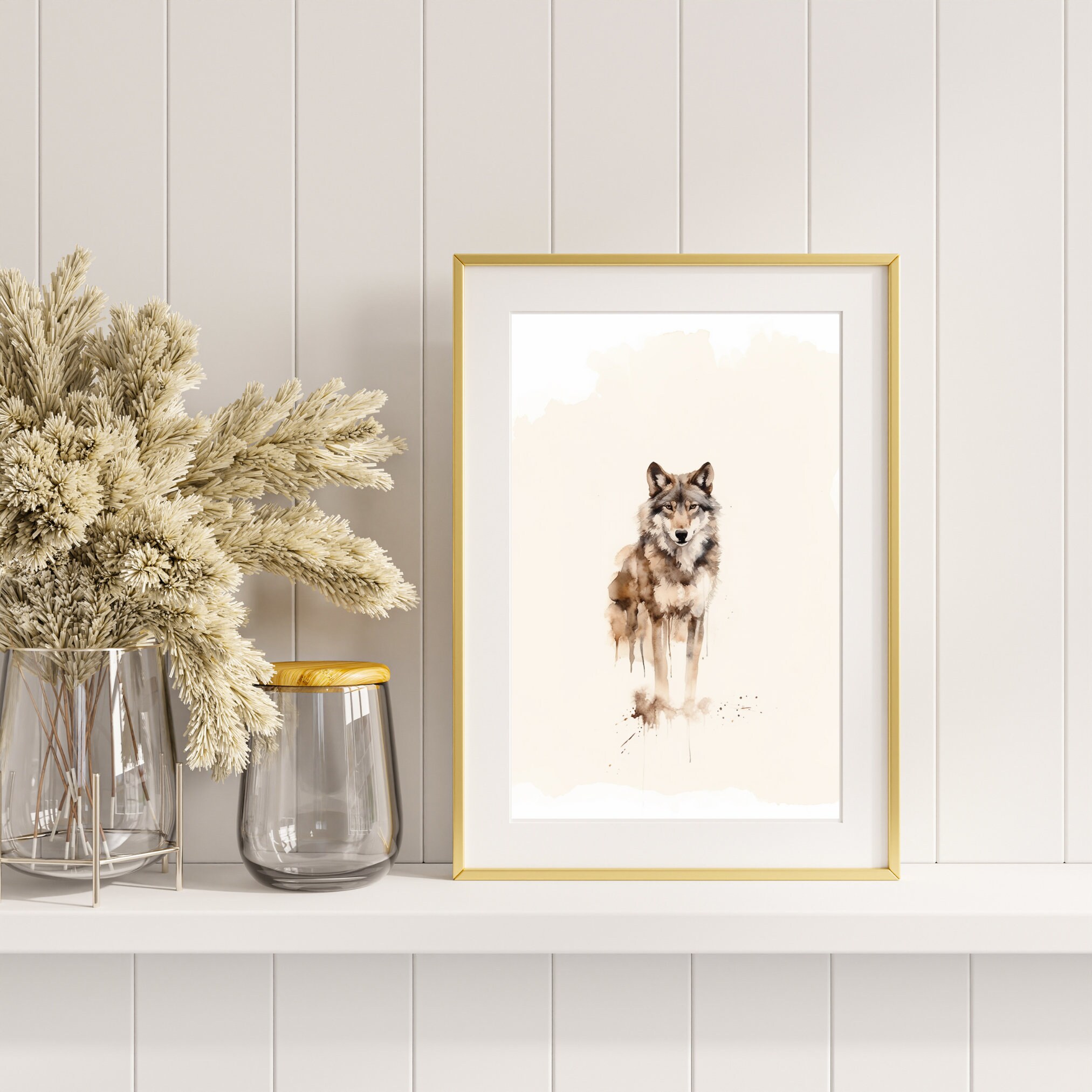 Stoic Wolf Sketch Drawing | Water Color | Wildlife Print | Simple ...