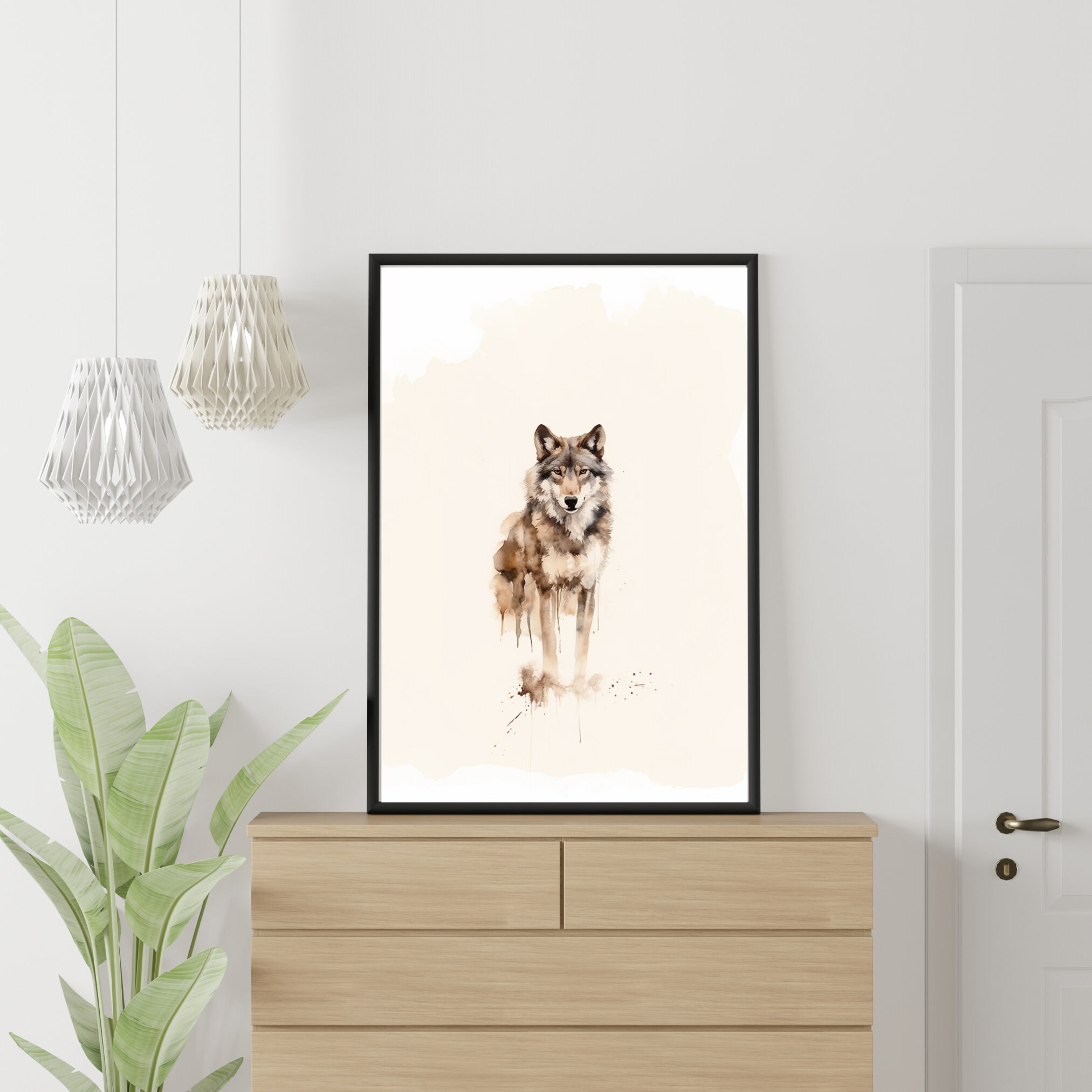 Stoic Wolf Sketch Drawing | Water Color | Wildlife Print | Simple ...