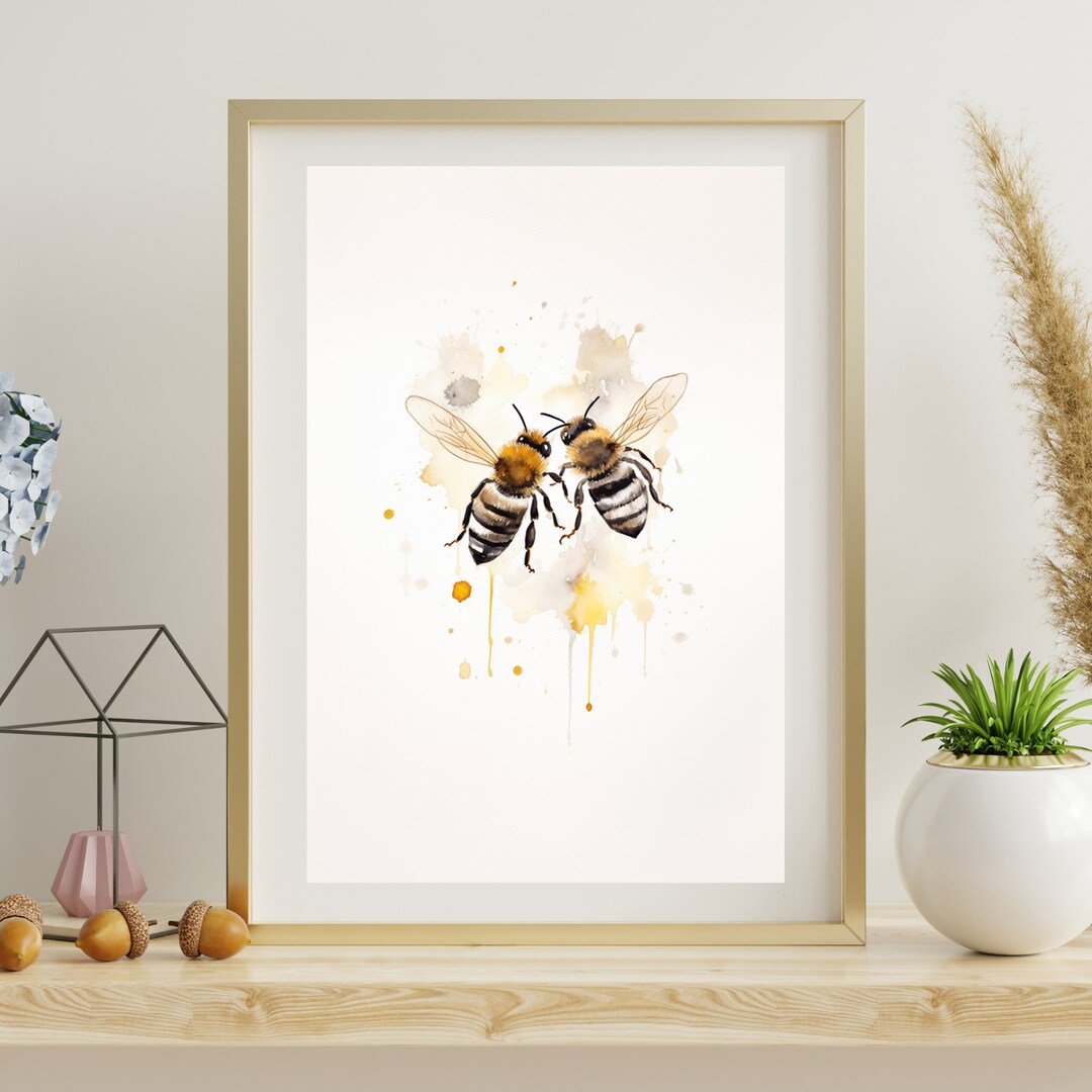 Watercolor Bees Printable Wall Art | Bee Decorations | Insect Print ...