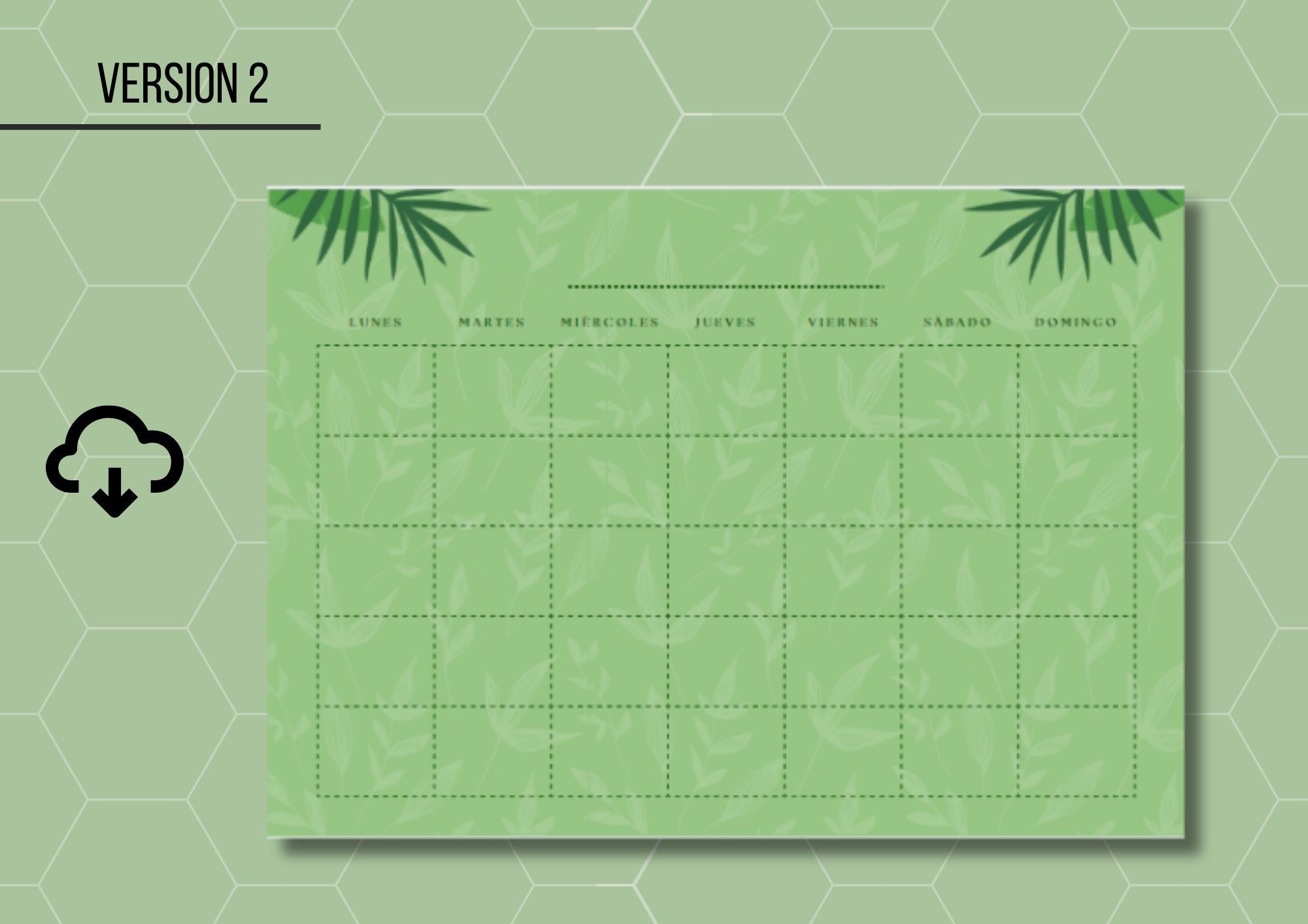 Green Monthly Calendar in PDF A4 Printable Undated Planner - Etsy
