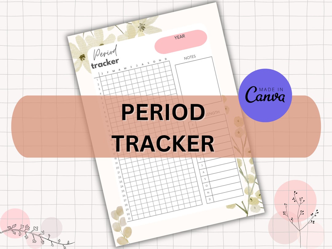 Planvilla Period Tracker, Printable Menstrual Cycle Tracker, Period ...