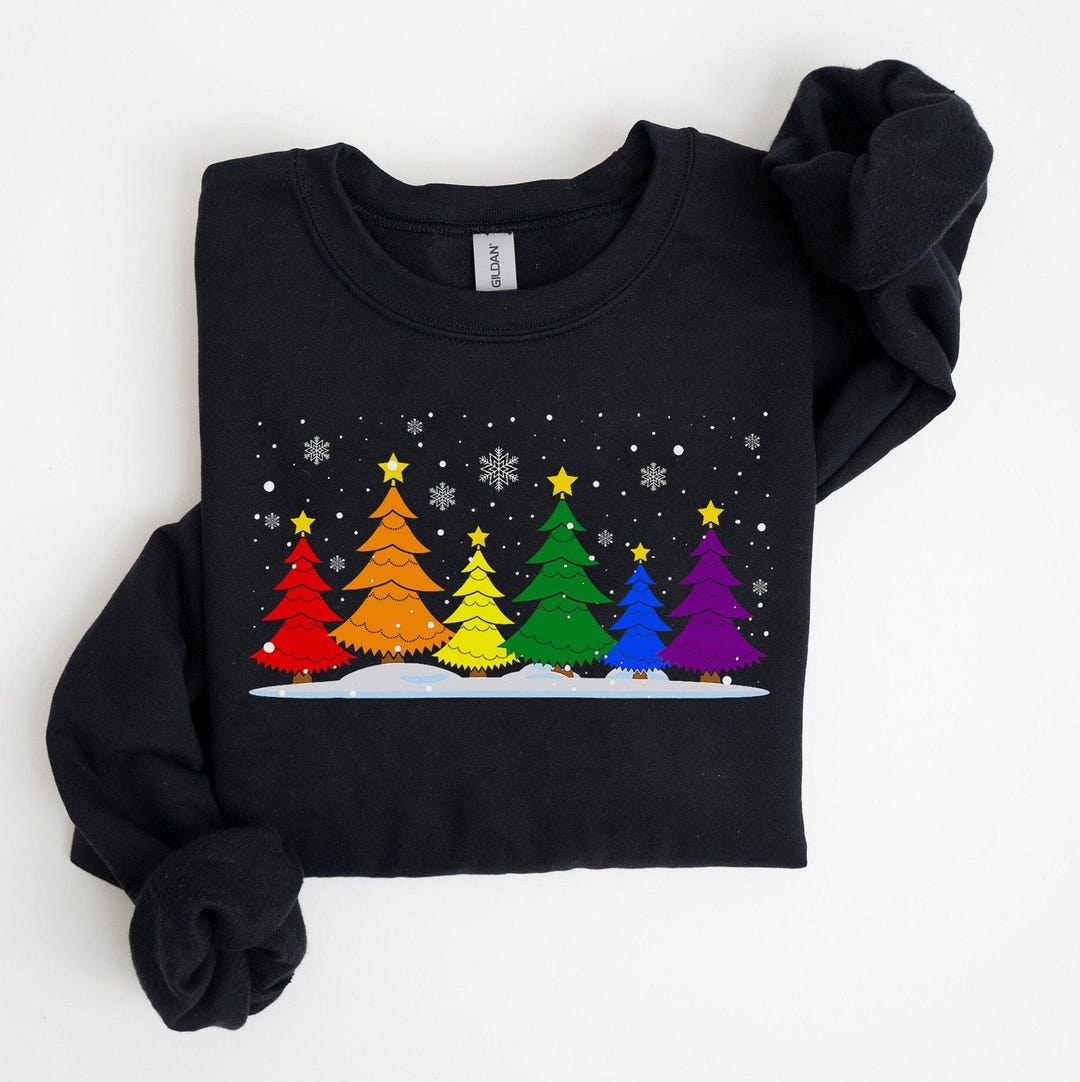 Merry Christmas LGBT Rainbow Flag Community Xmas Trees T-shirt, Subtle ...