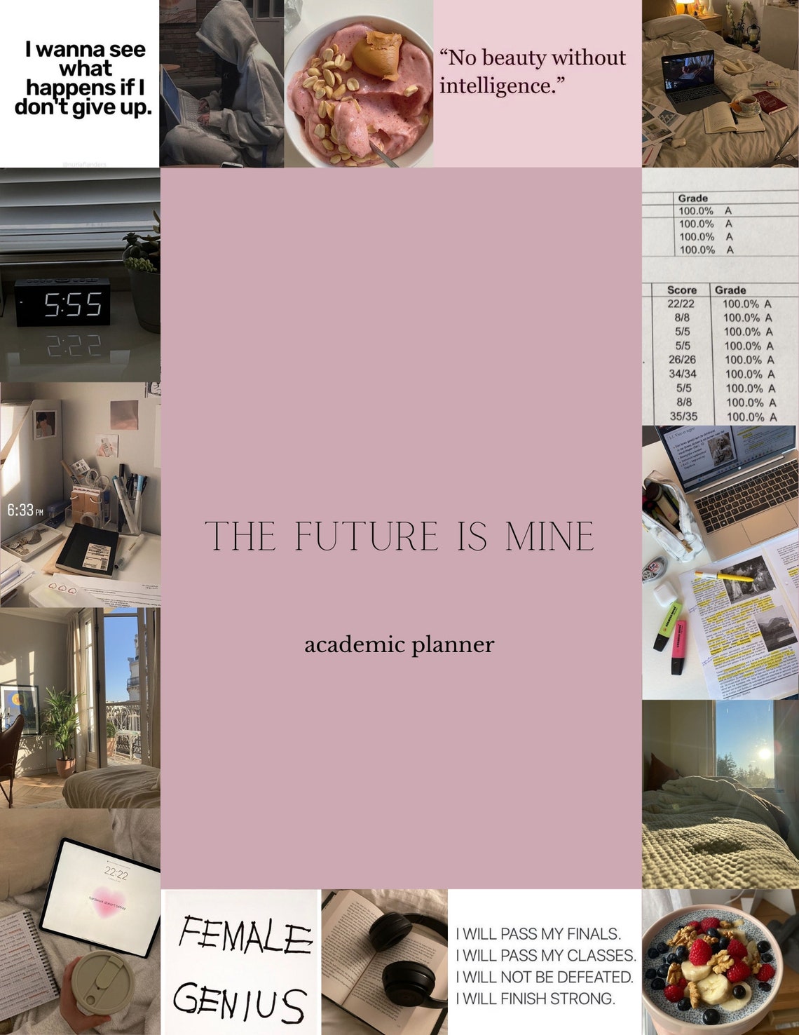 Digital Aesthetic Study Academic Planner, Focus on School and Goals ...