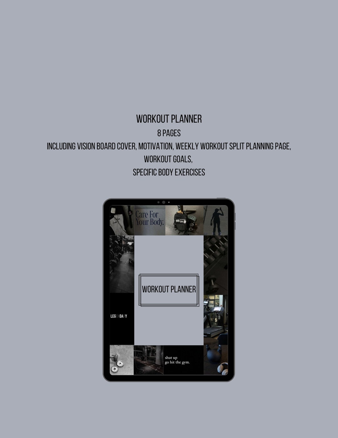 Aesthetic Digital Workout Planner Designed for Weekly Workout Split to ...