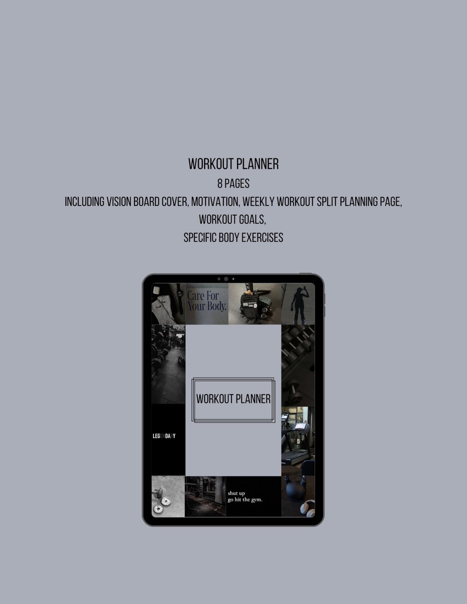 Aesthetic Digital Workout Planner Designed for Weekly Workout Split to ...