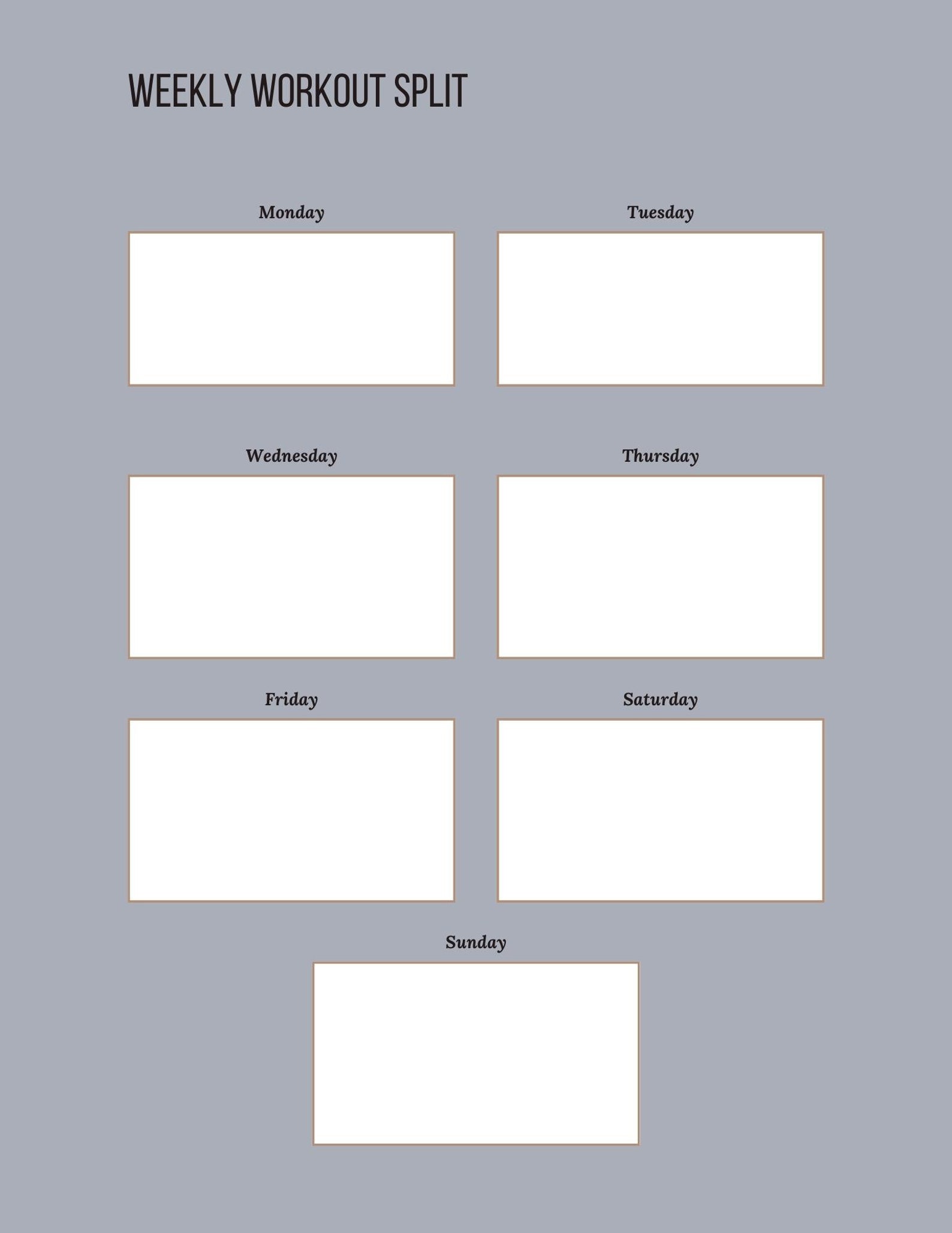 Aesthetic Digital Workout Planner Designed for Weekly Workout Split to ...