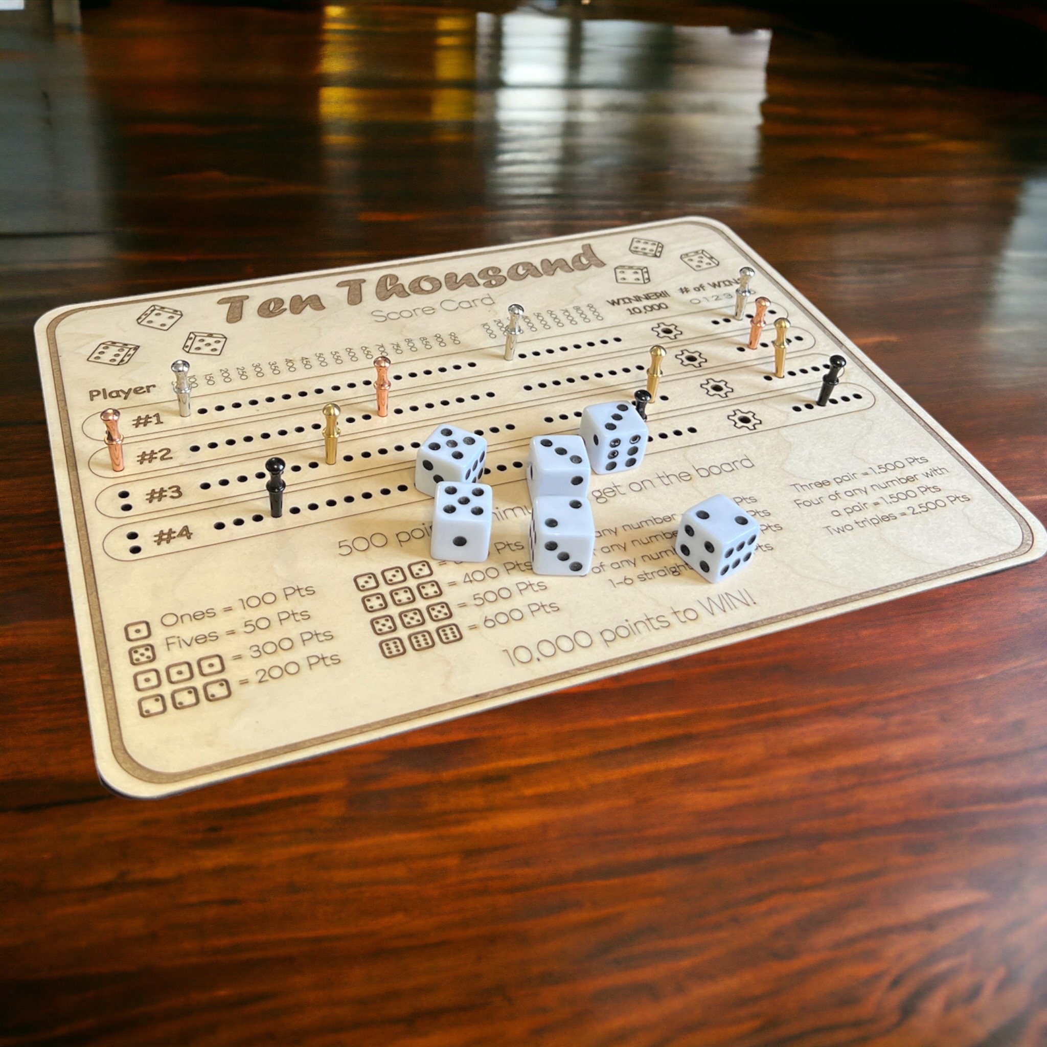 Ten Thousand Dice Game | Family Time | Game Night | Camping | Wood Game ...