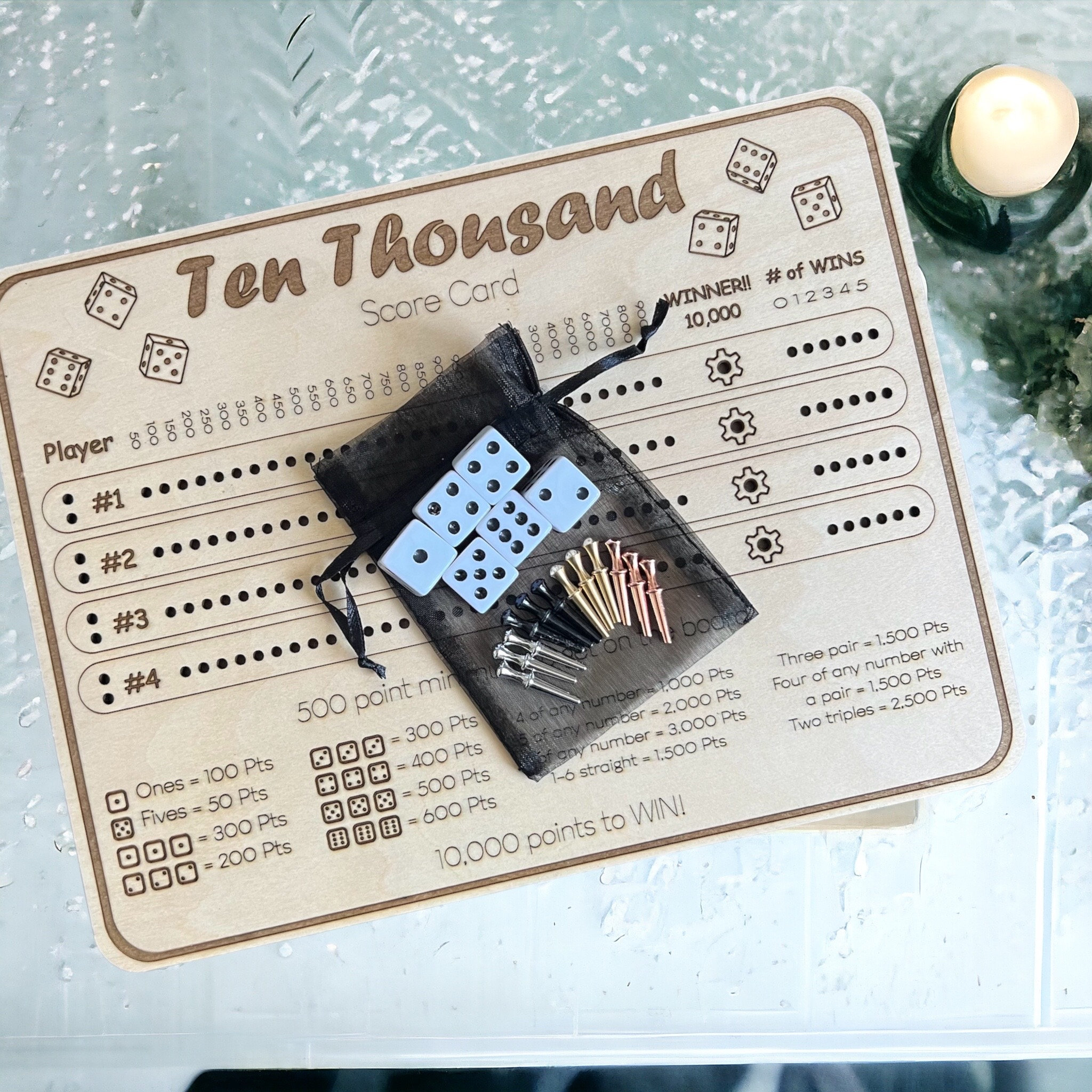 Ten Thousand Dice Game | Family Time | Game Night | Camping | Wood Game ...