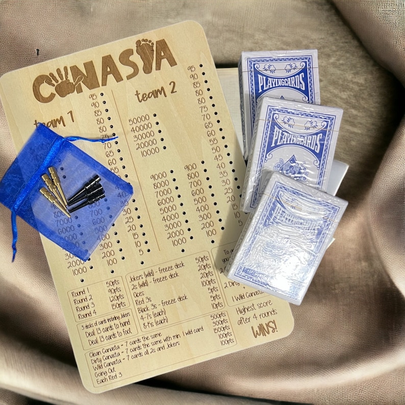 Laser Engraved Canasta Score Board | Handmade Wood Card Game - Etsy